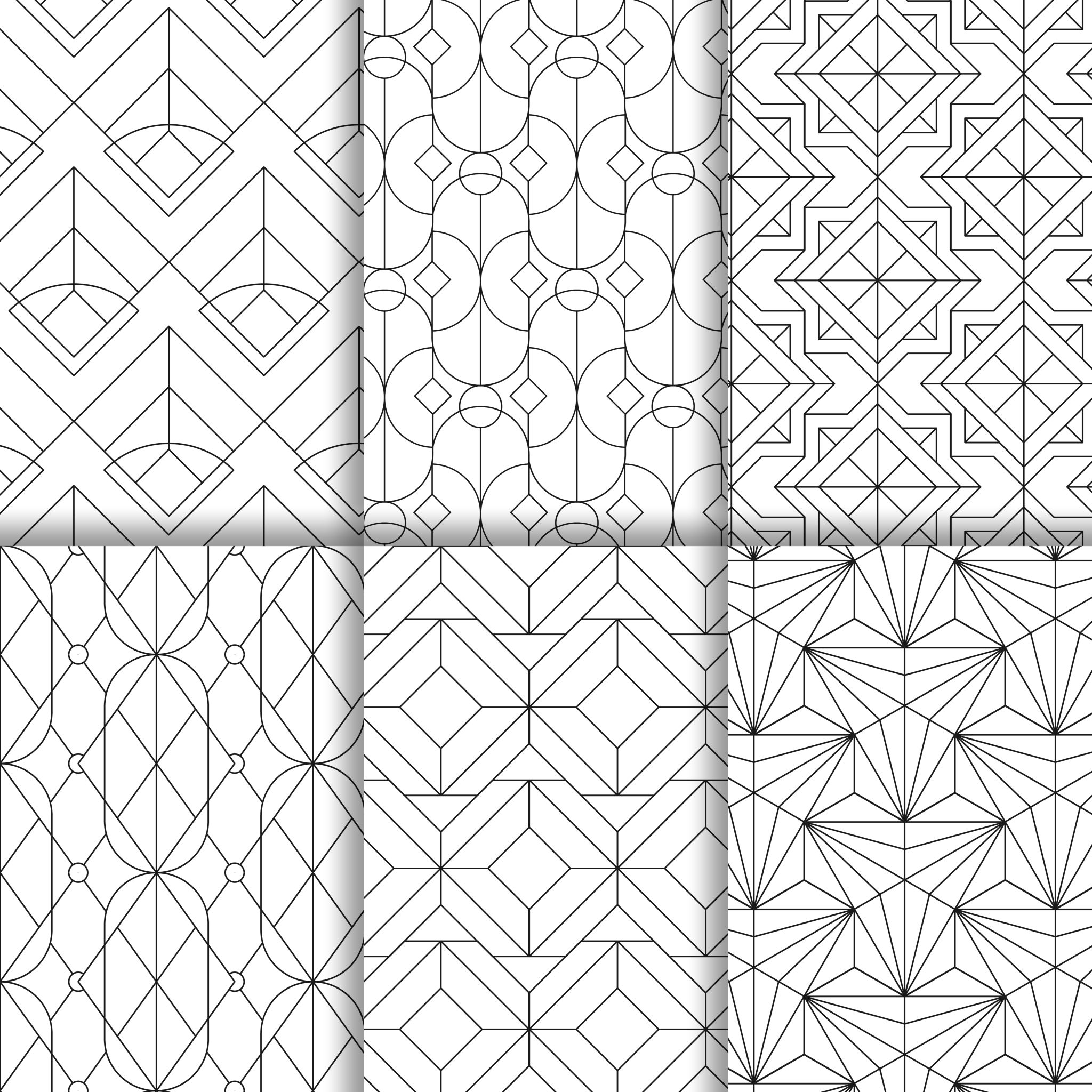 مجموعه پترن هندسی سفید و مشکی - وال استودیو